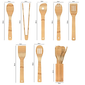 Wooden Spoons for Cooking - Utensils Holder - 7pcs Bamboo Utensil Set - Wooden spoons - Kitchen Utensils - Wooden Cooking Utensils - Wood Cooking Utensils Set - Kitchen Utensils Set Wood - Spatula