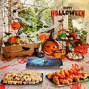 Rtteri 10 PCS Halloween Serving Trays Party Decorations 11 x 7.5 Halloween Food Trays Halloween Tray Halloween Party Trays for Halloween Theme Dessert Cupcake Birthday Party Tableware Supplies