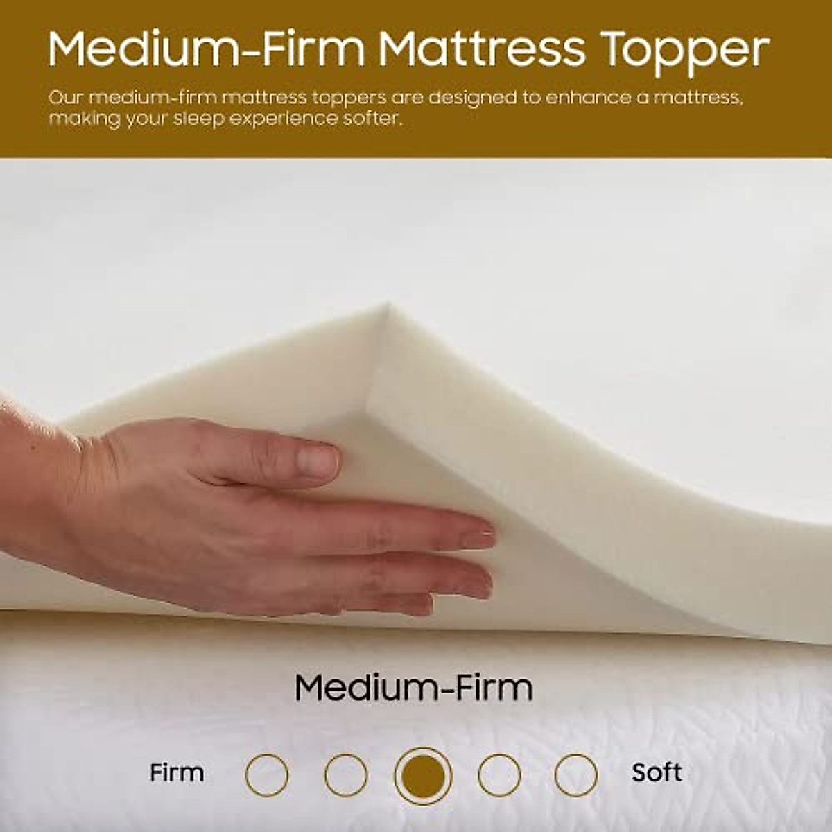 Continental Sleep Cool Gel Foam Topper, Adds Comfort to Mattress, Queen Size, Yellow