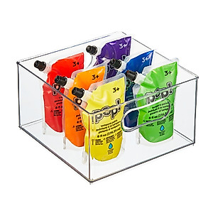 mDesign Deep Plastic Stackable Storage Organizer Container Bin, Craft Room Organization for Classroom, Cupboard, Studio, Shelves, & Closet - Holds Sewing, Art Supplies - Ligne Collection - Clear