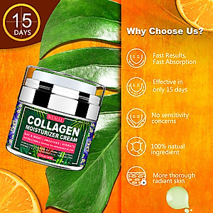 WUMAL Collagen Retinol Cream - Hydrates, Firms and Brightens Skin - Face Moisturizer for All Skin Types - 1.7oz