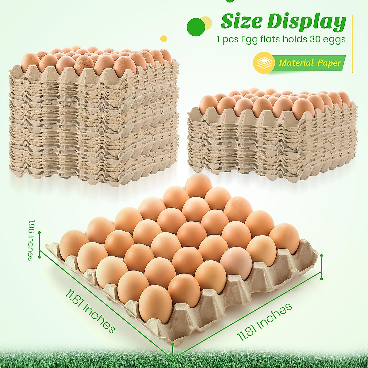 Estune 120 Pack Egg Cartons Crates Bulk 30 Cell Pulp Fiber Egg Flats Reusable Stackable Cardboard Chicken Egg Tray for Home Storing Packing Roach Colony Soundproofing