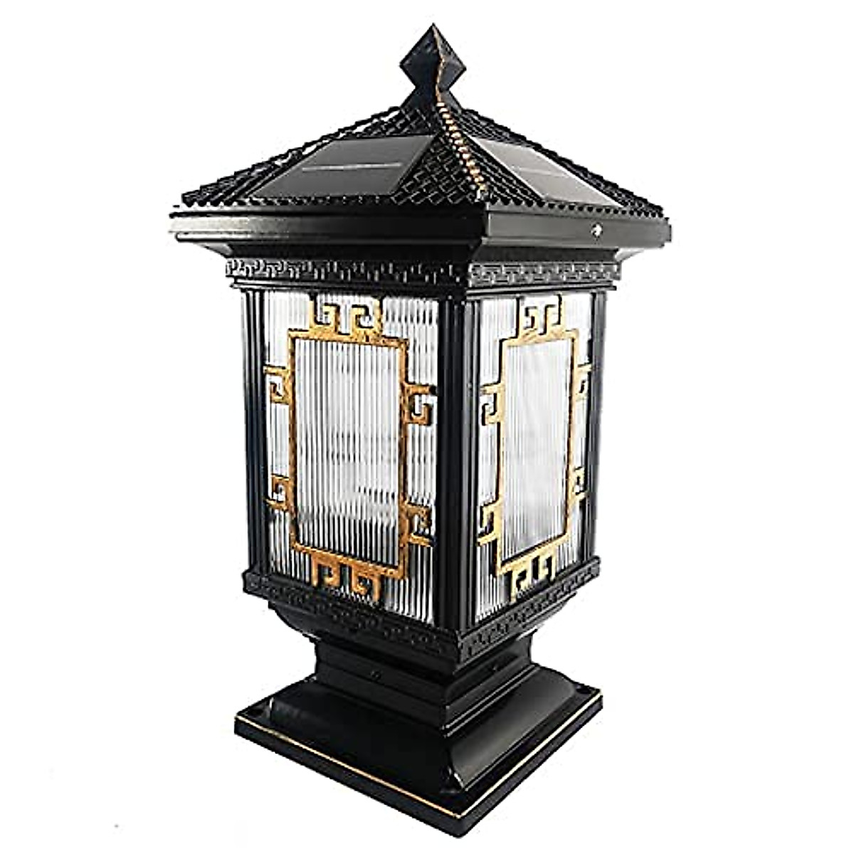 HSCW Solar Waterproof Landscape Lightins Modern Aluminium Die-Casting Pillar Lamp Outdoor Main Gate Stigma Lighting Column Headlights Home Garden Solar Lights Outdoor Wall Lights Lights 3