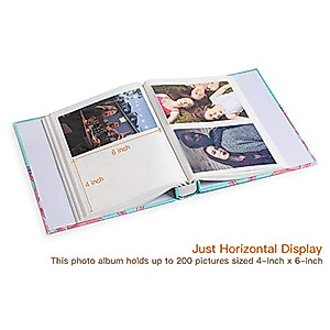 Edian Baby Photo Album 4x6 Inches Family Small Photo Albums Holds 200 Photos (Flamingo)