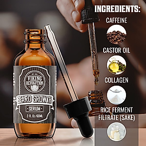 Beard Growth Kit - Oil, Balm, Serum, Derma Roller & Wooden Comb for Beard & Mustache Growth