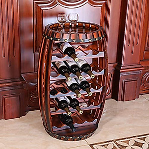 Vintiquewise Rustic Barrel Shaped Wooden Wine Rack for 23 Bottles
