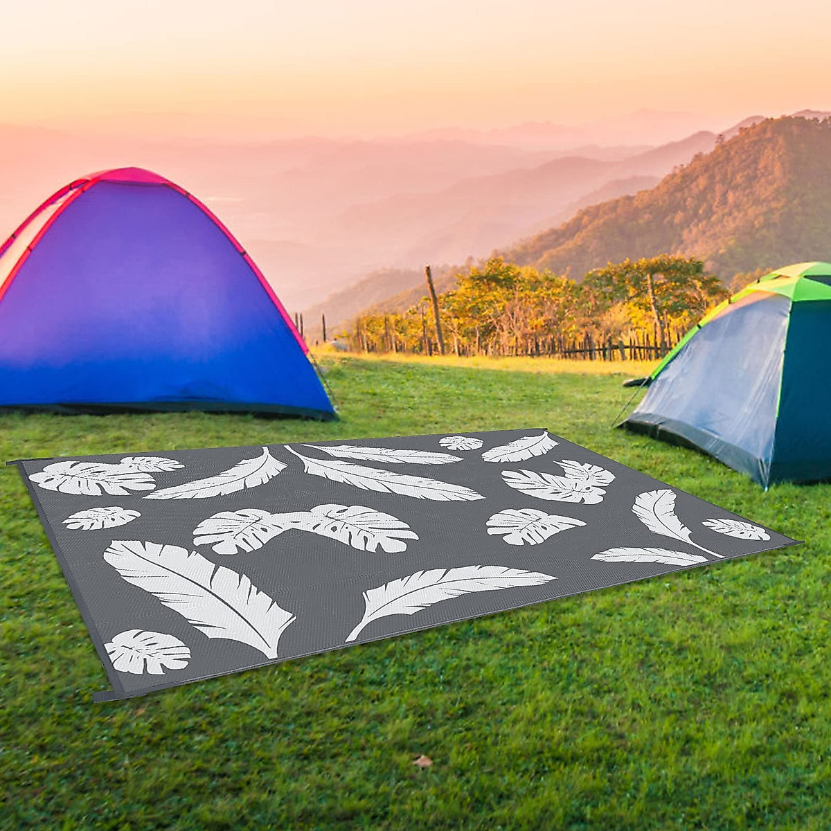 Lavezee Outdoor Rugs 6x9 Waterproof Indoor Outdoors Camping Area Rug for Patio, RV, Picnic, Bedroom, Kitchen, Reversible Portable Large Floor Mat