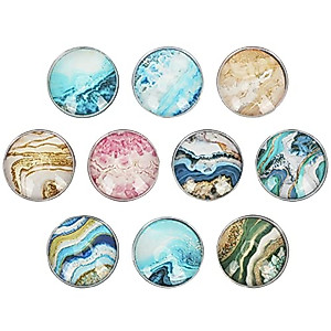 Skycase 10 Pack Refrigerator Magnets,Strong Magnetic Glass Fridge Sticker,Round Fridge Magnets Decoration for Home,Office,School,1.2 inch-Marble Crystal
