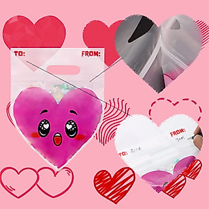 JOYIN 48 Pcs Valentine’s Day Cellophane Gift Bag, Candy Treat Bags with Red Pink Heart Designs for Kids Party Favor Supplies, Classroom Gift Exchange Prizes, Valentine’s Goodie Bags