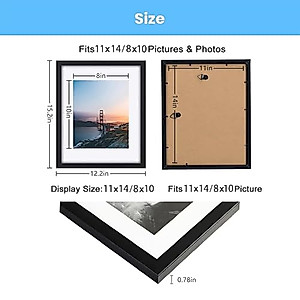 Framenow 11x14 Picture Frame for Home Décor,Real High Definition Glass,Premium Quality Elegant Photo Frame with Wall hanger,Horizontal or Vertical Display,Great Gift Idea"Black.8x10 with Mat.