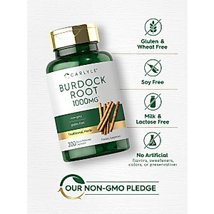 Carlyle Burdock Root | 1000 mg | 200 Capsules | Non-GMO and Gluten Free Formula | Traditional Herb Supplement | Arctium Lappa Extract