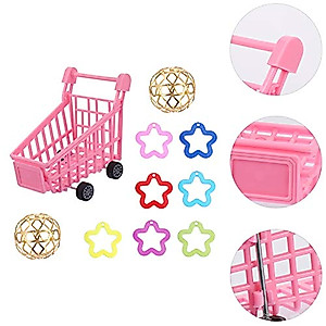 POPETPOP 10pcs Parrots Tabletop Interactive Toys Pack Bird Puzzle Training Toys Set Mini Pink Shopping Cart Toy with Hollow Balls Star Ring Pet Educational Toys for Cockatiel Cockatoo