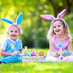 Sumind 48 Pieces Easter Eggs DIY Prefilled with Plush Animals, 3 Inch Plastic Easter Eggs with Stuffed Animals for Easter Party Hunt Game Basket Surprise Bunny Animal Toys(Bunny)