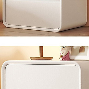 LITFAD Modern Bedside Cabinet Leather Accent Table Nightstand with 2 Drawers Wood Frame Simple Locker - Off-White 1 Piece 19.5" L x 16" W x 19" H