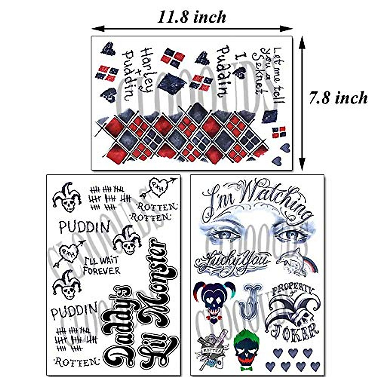 3 Sheets Temporary Tattoos Tattoo Sticker Perfect for Halloween Cosplay Costumes and Party Accessories