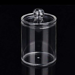 Transparent Round Cotton Bud Case Acrylic Cotton Swab Holder Storage Container Organizer for Cotton Swabs or Cotton Buds