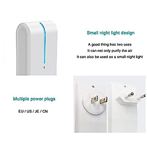 Mini Air Purifier Plug-in for Home,Portable Ionizer Air Purifier Suitable for Bedroom,Bedroom,Kitchen,Toilet,Pet Room,Small Room Gift