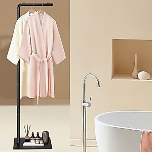 YheenLf Coat Rack Freestanding with Rock Slab Base Coat Stand, Metal Clothes Hanger Stand, Suitable for Clothing Hat Bags, Living Room, Bedroom, Office, 70.08 Inches High, Black, HCT201B