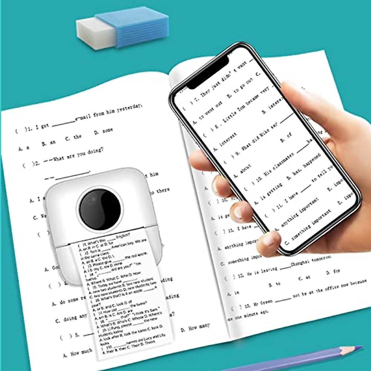 Mini Printe-R,Wireless Bluetooth Pocket Thermal Printe-R,Sticker Printe-R,Portable Notes Picture Printe-R Receipt Paper Print