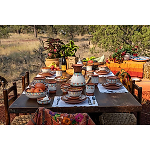 Cactus Canyon Ceramics Salsa Bowls - Spanish Terracotta White Decor - Small Serving Bowl (European Size), Festive Dinnerware 5 Piece Set - Dishwasher & Microwave Safe