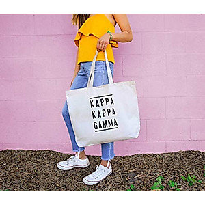 Tote Bags for Kappa Kappa Gamma - Classic Sorority Name with Double Lines - Large Canvas Tote Bag for Women and Sisterhood