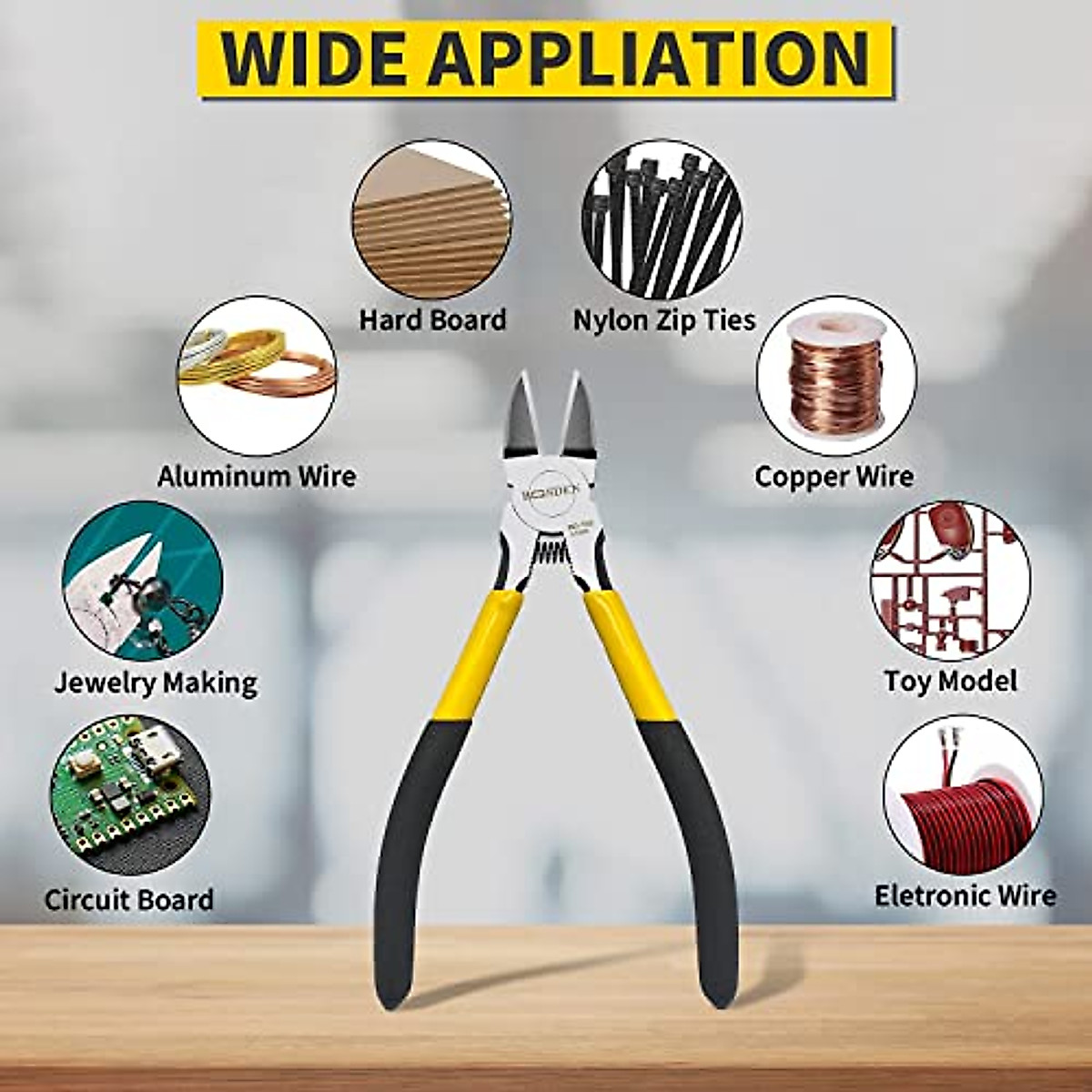 BOOSDEN Wire Cutter,6.5 inch Side Cutters,Wire Cutters for Crafting,Flush Cutter,Ultra Sharp Spring Loaded Wire Cutters for Jewelry Making,Flush Cut Pliers,Dikes Wire Cutters,Floral Wire Cutter,Snips