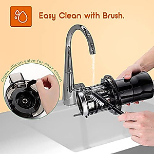 Slow Masticating Juicer Machine-SOVIDER Up to 92% Juice Yield Compact Masticating Juicer, Reverse Function Easy Clean with Brush Pulp Measuring Cup Cold Press Juicer for High Nutrient Fruits Vegetables