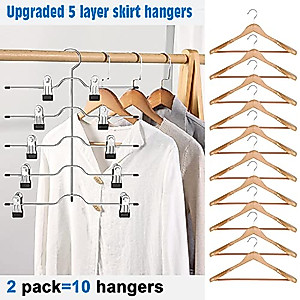 24 Pack Magic Space Saving Hangers+2 Pack Skirt Hangers Stainless Steel Multifunctional Clothes Pant Rack Dorm Room Essentials Closet Hanger Organizer for Pants Jeans Trousers Skirts