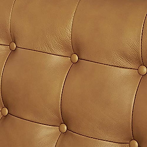 Modway Exalt Modern Style Tufted Vegan Leather Sofa in Tan Finish