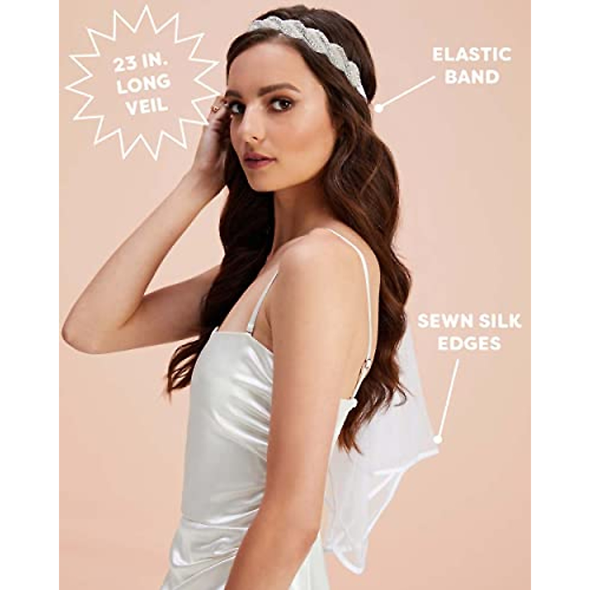 xo, Fetti Bachelorette Party Decorations Veil - Silver Beaded Crystal Veil | Bridal Shower | Bride to Be Gift + Engagement Decorations