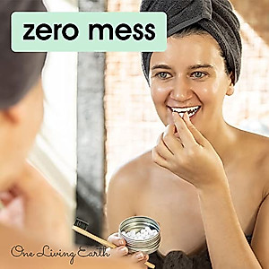 Toothpaste Tablets and Bamboo Toothbrush - Travel Teeth Whitening Tabs for Adults & Kids, Fluoride-Free, Gluten-Free, Plastic-Free, Vegan, Travel Friendly, Eco-Friendly, Spearmint (60 Tabs)