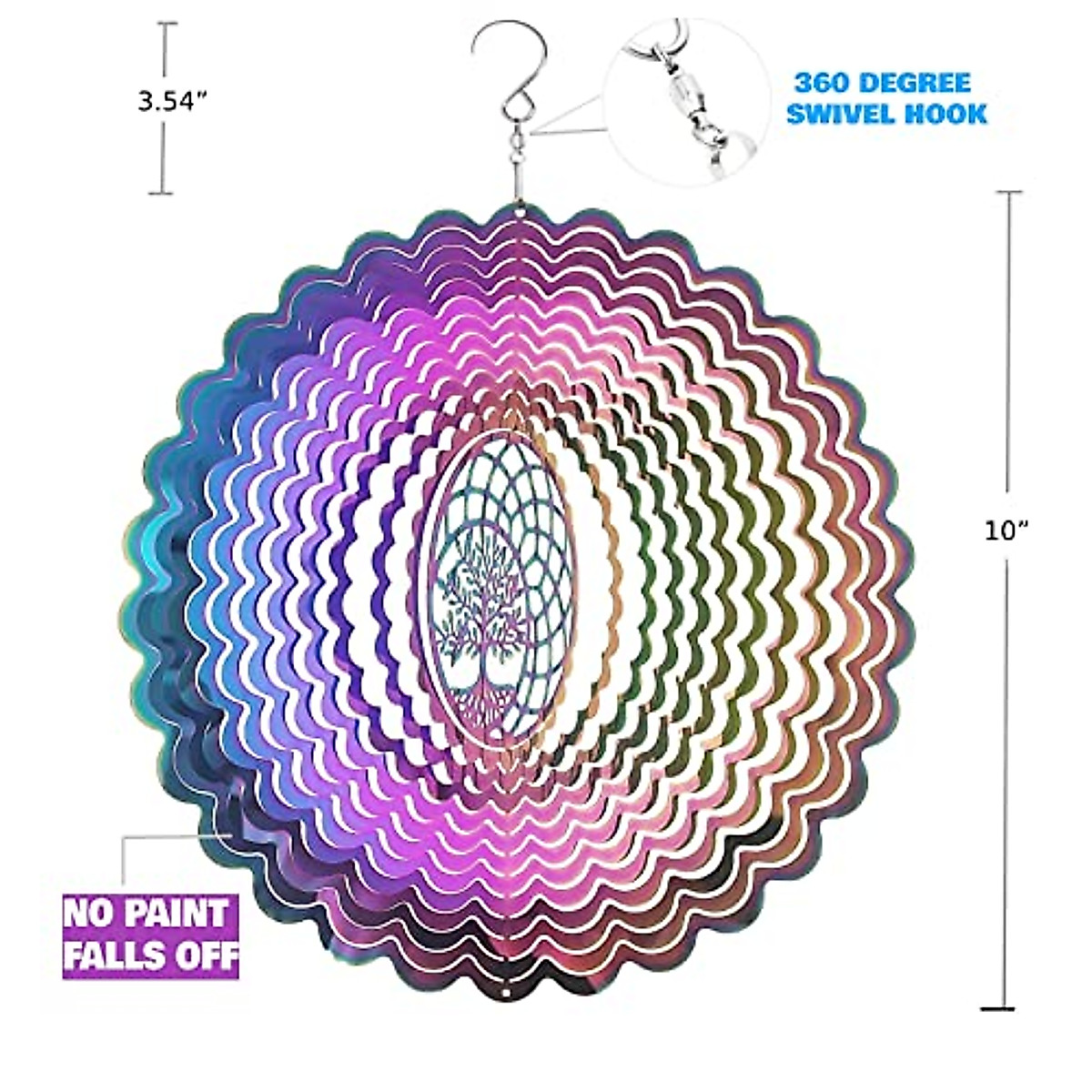 Wind Spinners Outdoor Metal Tree of Life Wind Spinner Mandala Decor, Hanging Wind Spinners for Yard and Garden Patio Porch Balcony Pool Yard Wind Spinners Gardening Gifts for Women Men Mom Wife Friend