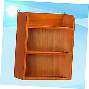 Cabilock Brown Rack Wall Storage Store Wooden Shelf Retro Three Layers Home Hanging for