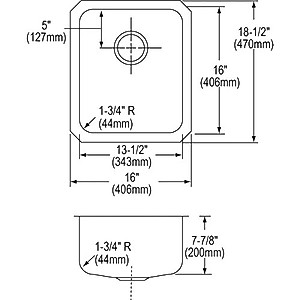 Elkay ELUH1316 Lustertone Classic Single Bowl Undermount Stainless Steel Sink