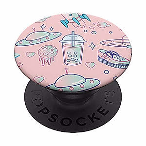 Pastel Goth Alien Babe Galaxy Pink Outer Space PopSockets PopGrip: Swappable Grip for Phones & Tablets