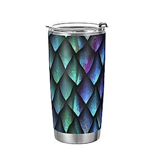 Yasala Tumbler Dragon Scales Bright Insulated Office Coffee Cup Back to School Beverage Container Travel Mug with Straw and Lid Double Wall Stainless Steel 20oz
