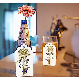 WODEGIFT 20 PCS Key Bottle Openers,Vintage Skeleton Key Bottle Opener,Wedding Favors Bottle Opener with 20Pcs Tag Cards and 20Pcs Key Chains(Gold）