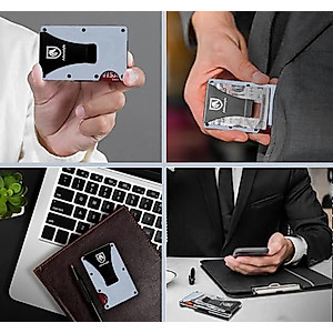 Adamstyle Minimalist Slim Wallet for Men - Mens Metal Compact Wallets - Rfid Blocking Credit Card Holder with Money Clip