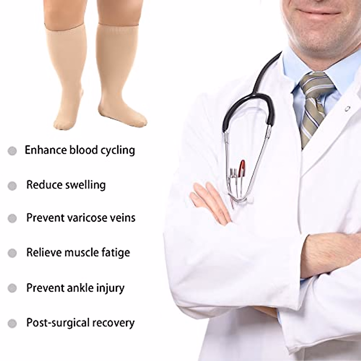 Compression Socks For Women Men,Plus Size Compression Socks Men Women,Wide Calf Compression Stockings Support Socks,Extra Large 20-30 mmhg Thigh High Knee Socks Up to 7XL.Compression Socks