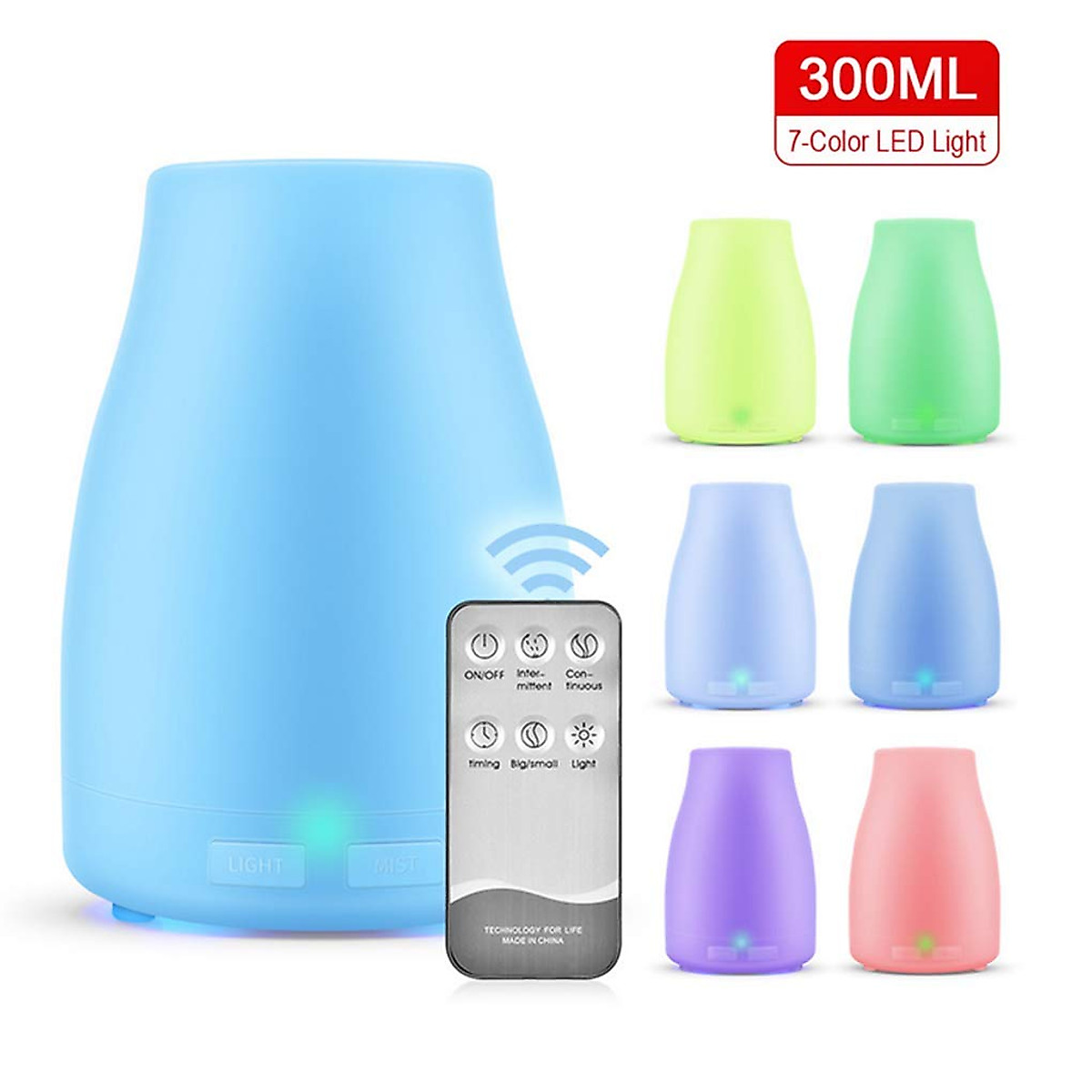 XINGFENSIFNE 300ml Cool Mist Humidifiers for Bedroom With 7 LED Night Light, Ultrasonic Aromatherapy Diffuser with Remote Control Whisper-Quiet Operation,Auto Shut-Off and Timer(3.9 x 6.3 inch)