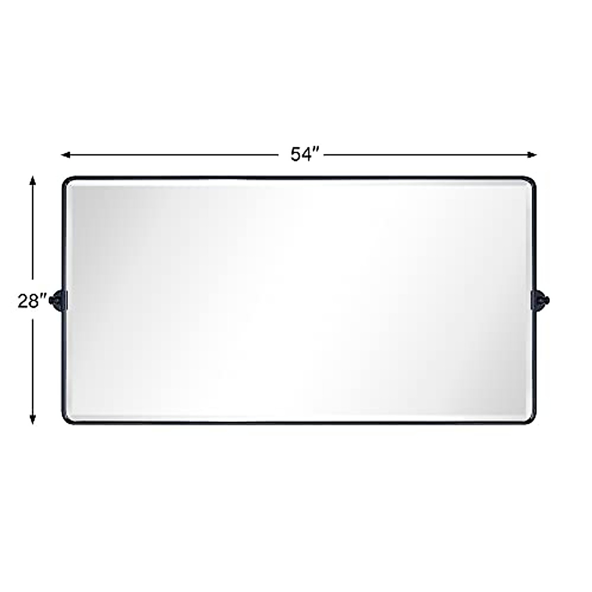 TEHOME 58 x 28'' Pivot Full Length Bathroom Vanity Mirror Black Metal Framed Full Body Tilting Beveled Vanity Mirrors Wall Mounted Floor Pivoting Mirror for Bathroom, Living Room