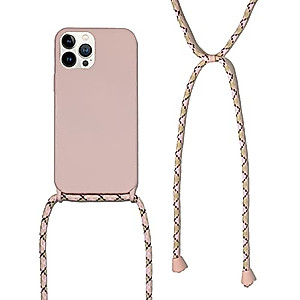 Ecofriendly iPhone 12 and iPhone 12 ProCrossbody Cord Case Leash Hands-Free Adjustable Strap Landyard Shockproof Resistant Cover (Pink)