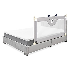 HONEY JOY Bed Rail for Toddlers, 57-in Extra Long, Portable Safety Bed Guardrail w/Double Safety Child Lock, Foldable Baby Bed Rail Guard, Fit King & Queen Full Twin Size Bed Mattress (57 INCH, Gray)