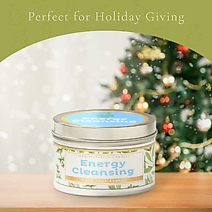 Manifestation Candle Energy Cleansing with Pure Sage Leaves Aromatherapy Candle for House Energy Cleansing & Positivity Vibes - 5.5oz Natural Soy Wax Tin - 24 Hour Burn Time - Banishes Negative Energy