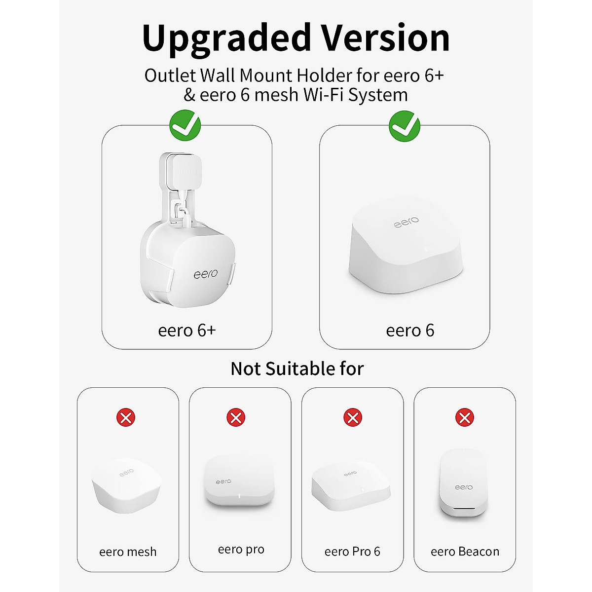 COOLWUFAN Outlet Wall Mount Holder for eero 6 or eero 6+ mesh Wi-Fi System [NOT Fit for eero mesh], No Messy Wires, Easy to Install Mount Holder for eero 6 & eero 6+ mesh Wi-Fi System (3 Pack)