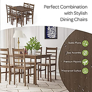 Giantex Rectangular Dining Table, Mid Century Modern Kitchen Table, Vintage Coffee Table W/Tabletop & Solid Wood Legs, Wood Farmhouse Table (Walnut)