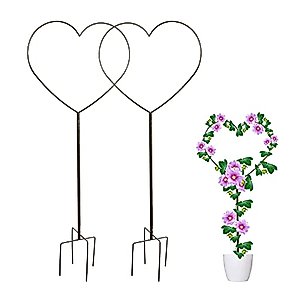 GARTOL Trellis for Climbing Plants, Heart-Shaped Metal Support Wire with Rustproof Coating Decorative Potted Plants for Garden Stem Stalks Vines (2 Pack, 33 Inches, Vintage Bronze)