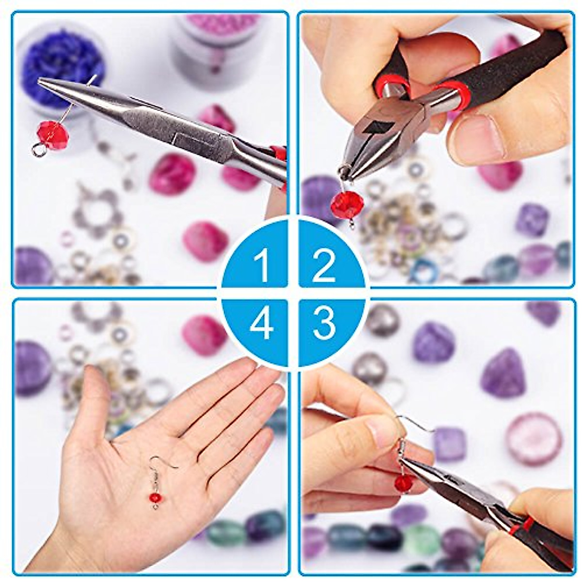 PAXCOO Jewelry Making Supplies Kit - Jewelry Repair Tool with Accessories Jewelry Pliers Jewelry Findings and Beading Wires for Adults and Beginners