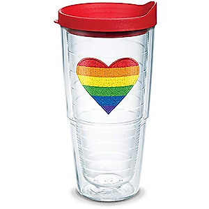 Tervis Pride Heart Made in USA Double Walled Insulated Tumbler Travel Cup Keeps Drinks Cold & Hot, 24oz, Classic