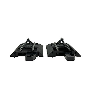 Bachmann Trains - Snap-Fit E-Z TRACK HAYES BUMPERS (2/card) - STEEL ALLOY Rail With Black Roadbed - HO Scale Grey, 8